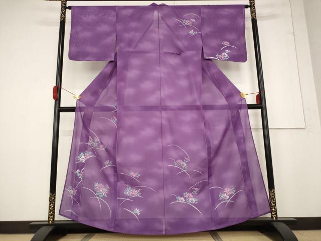 平和屋着物＊夏物　訪問着　芝花文　暈し染め　洗える着物　AABB0616st