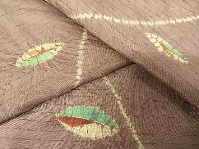 平和屋着物●上質な紬　絞り　舞葉文　正絹　逸品　AABB1299np