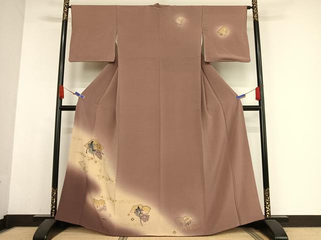 平和屋着物●訪問着　手描き　女人文　暈し染め　金彩　正絹　逸品　AABB1301np