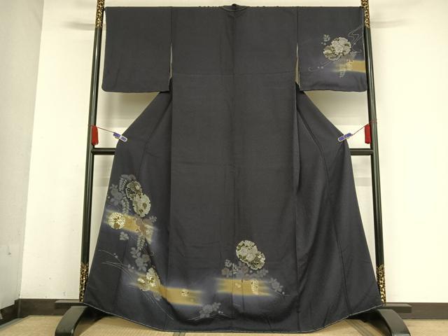 平和屋着物●訪問着　辻が花　雪輪　暈し染め　銀彩　正絹　逸品　未使用　AABB1304np