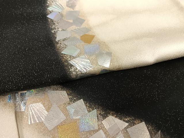 平和屋着物●金彩友禅作家　金彩の魔術師　堀省平　金煌織　振袖　箔散らし　金銀彩　銀通し地　正絹　逸品　AABB1335np 平和屋着物○金彩友禅作家 金彩の魔術師 堀省平 金煌織 振袖 箔散らし