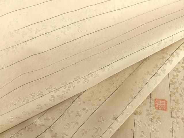 平和屋着物▽白根沢　捩り織　お召　単衣　枝花文　正絹　逸品　AABB1357np