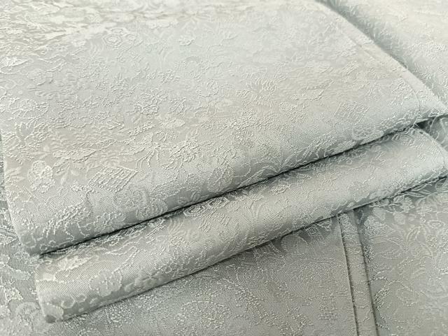 平和屋着物●上質な色無地　吉祥花鳥地紋　秘色色　正絹　逸品　AABB1363np