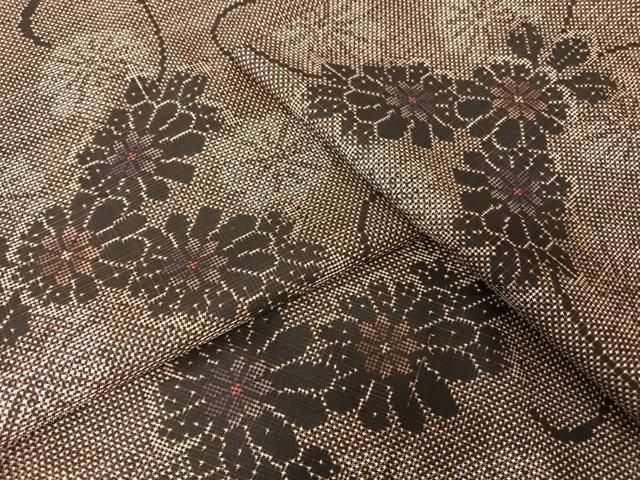 平和屋着物●本場大島紬　一元７マルキ　花唐草　正絹　逸品　AABB1379np