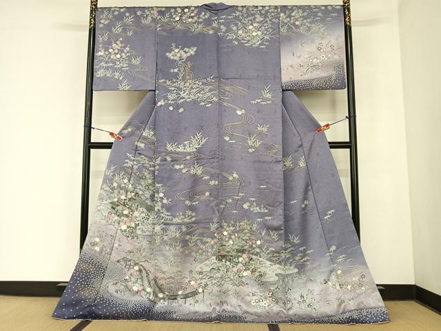 平和屋着物●訪問着　茶屋辻　暈し染め　金彩　ロング丈　正絹　逸品　AABB1381np