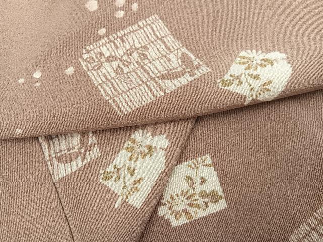 平和屋着物●上質な小紋　色紙花蝶文　正絹　逸品　AABB1450ph