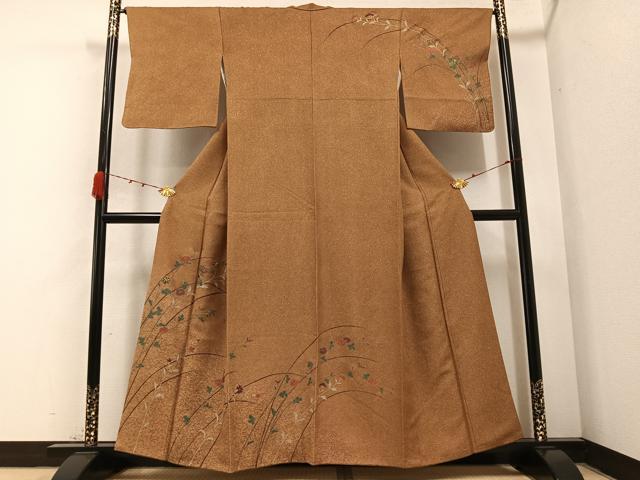 平和屋着物●訪問着　玉蟲　草花文　金彩　正絹　逸品　AABB1461ph