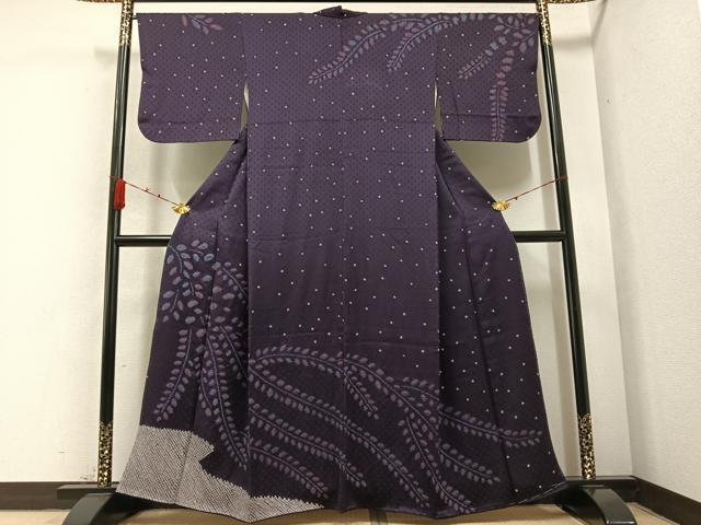 平和屋着物●訪問着　絞り　草木文　正絹　逸品　AABB1463ph