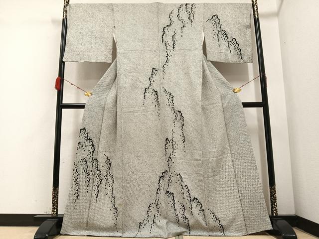平和屋着物●本疋田絞り　訪問着　山水図　黒地　正絹　逸品　AABB1481ph