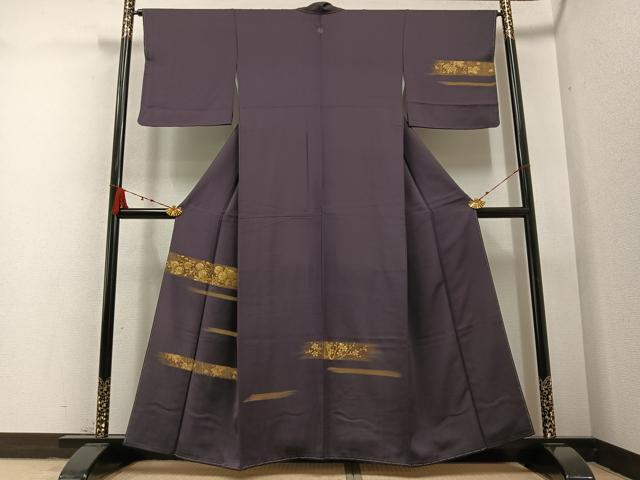 平和屋着物●訪問着　手描き　草花文　金彩　正絹　逸品　未使用　AABB1486ph