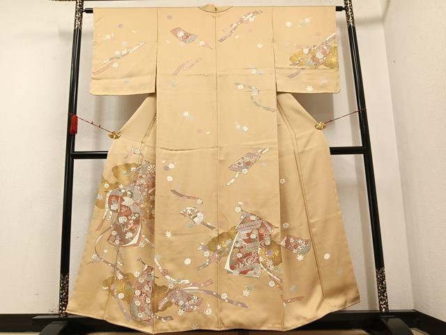 平和屋着物●訪問着　友禅　駒刺繍　誰が袖花文　正絹　逸品　未使用　AABB1489ph