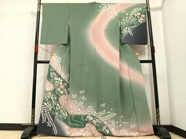 平和屋着物●十日町　名門　滝泰謹製　訪問着　辻が花　絞り　暈し染め　正絹　逸品　AABB1496ph