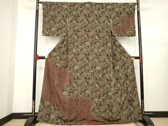 平和屋着物●訪問着　更紗花文　鈴乃屋扱い　正絹　逸品　AABB1992ck