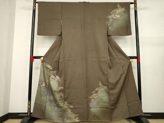 平和屋着物●訪問着　地紙吉祥花文　丹後ちりめん　反端付き　正絹　逸品　AABB1995ck