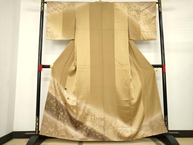 平和屋着物●訪問着　駒刺繍　花唐草文　金彩　正絹　逸品　AABB2013ck