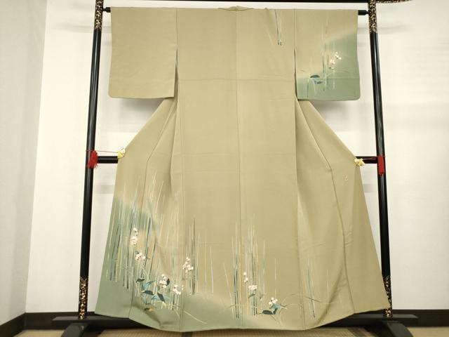 平和屋着物●十日町　加賀草木友禅の第一人者　田村哲彦　訪問着　友禅　作家物　竹林　草花文　暈し染め　正絹　逸品　AABB2020ck