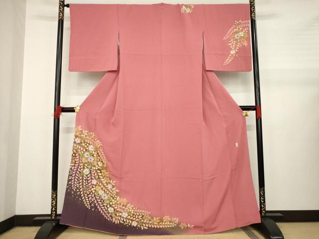 平和屋着物●越後十日町の一流染匠　桐屋・翠山工房　訪問着　絞り　辻が花　暈し染め　金彩　やまと誂製　正絹　逸品　AABB2024ck