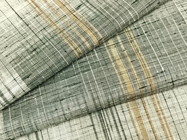 平和屋着物▽上質な紬　単衣　縞　正絹　逸品　AABB2073fy