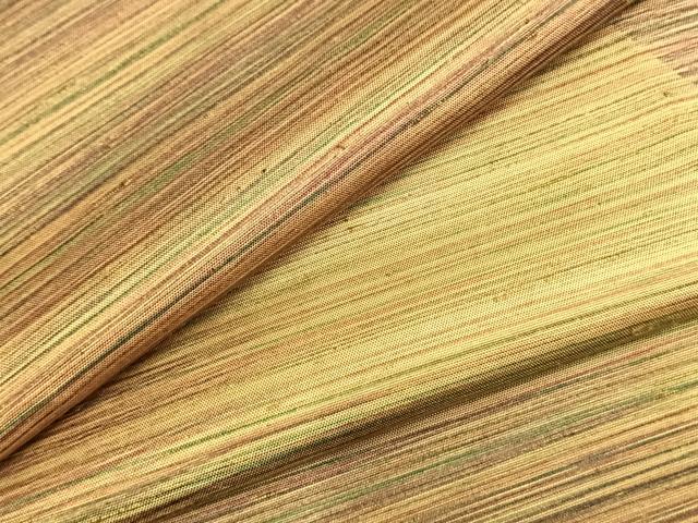 平和屋着物▽上質な紬　単衣　横縞　正絹　逸品　AABB2078fy