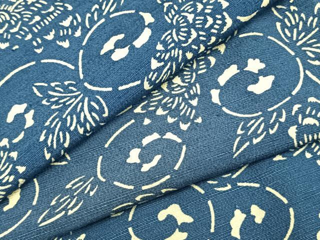 平和屋着物▽上質な紬　単衣　花唐草文　正絹　逸品　AABB2098fy