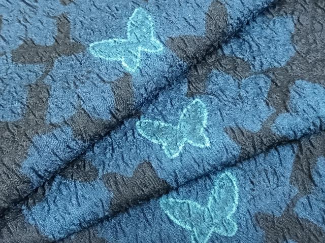 平和屋着物▽小紋　単衣　舞蝶文　洗える着物　AABB2118fy