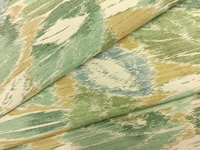 平和屋着物▽小千谷紬　単衣　葉尽くし　正絹　逸品　AABB2124fy