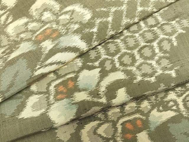 平和屋着物▽上質な紬　単衣　草花文　正絹　逸品　未使用　AABB2131fy