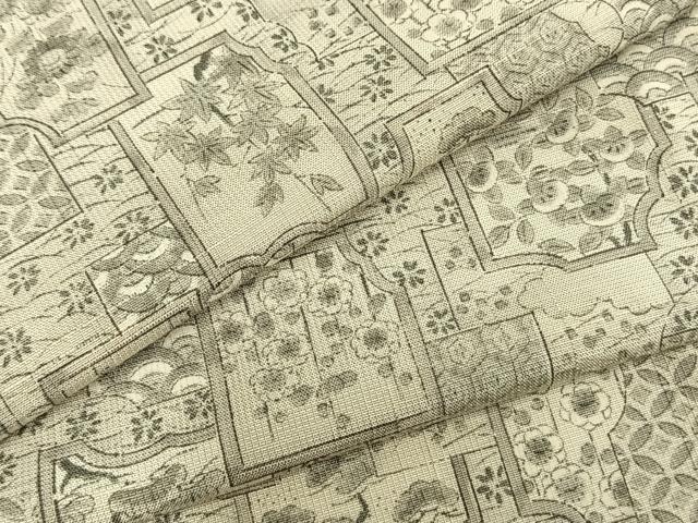 平和屋着物▽上質な紬　単衣　色紙重ね花文　正絹　逸品　AABB2135fy