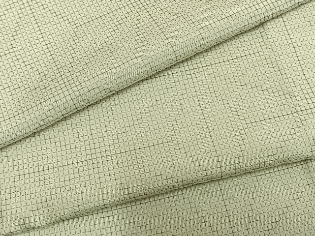 平和屋着物▽お召　単衣　麻の葉文様　正絹　逸品　AABB2148fy