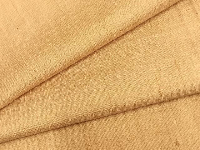 平和屋着物▽上質な紬　単衣　色無地　飴色　正絹　逸品　未使用　AABB2162fy