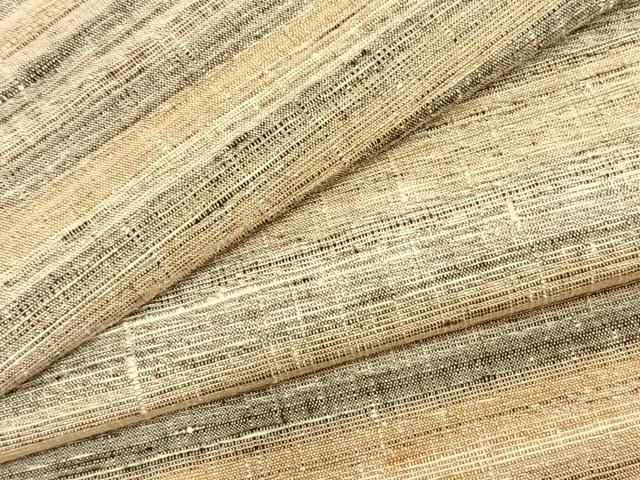 平和屋着物▽上質な紬　単衣　横段文　正絹　逸品　AABB2220fy