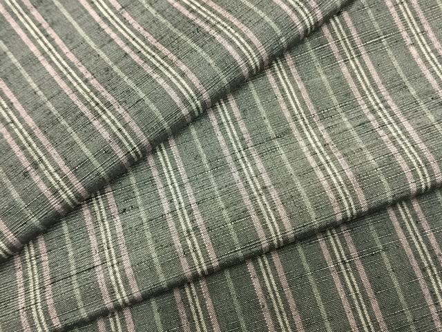 平和屋着物▽上質な紬　単衣　縞　正絹　逸品　AABB2260fy