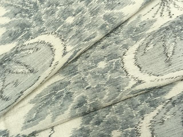 平和屋着物▽上質な紬　単衣　流水草花文　正絹　逸品　AABB2311fy
