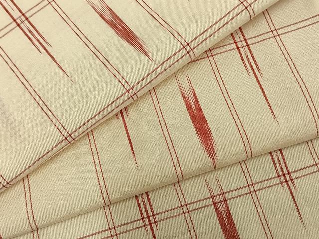 平和屋着物▽上質な紬　単衣　矢羽市松文　ロング丈　正絹　逸品　未使用　AABB2324fy