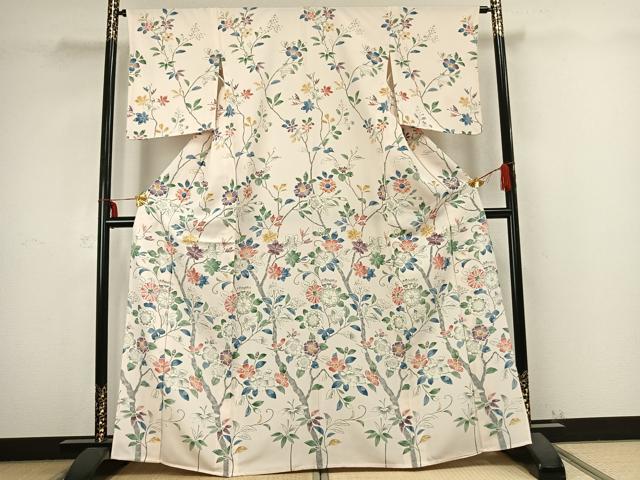 平和屋着物▽訪問着　単衣　辻が花　正絹　逸品　AABB2338fy