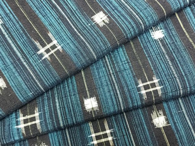 平和屋着物▽上質な紬　単衣　絣柄　正絹　逸品　AABB2348fy