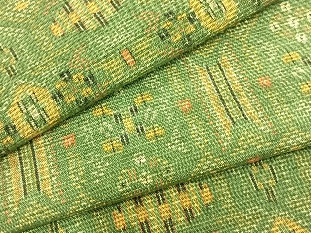 平和屋着物▽上質な紬　単衣　幾何学文様　正絹　逸品　AABB2390fy