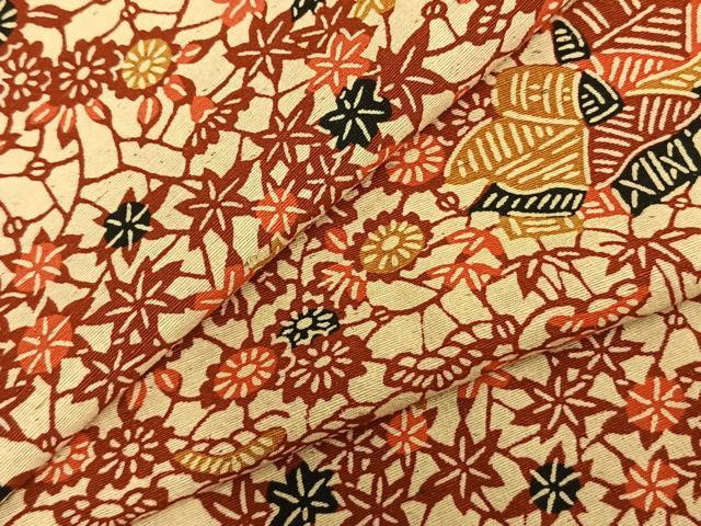 平和屋着物▽小紋　単衣　型染め　風景文　綿　AABB2401fy