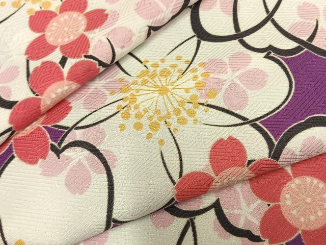 平和屋着物▽ R.KIKUCHIブランド　小紋　単衣　花づくし　洗える着物　AABB2423fy