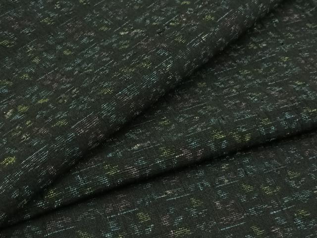 平和屋着物▽上質な紬　単衣　草花文　正絹　逸品　AABB2452jh