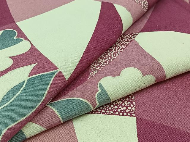 平和屋着物▽上質な小紋　単衣　草花文　正絹　逸品　AABB2475jh