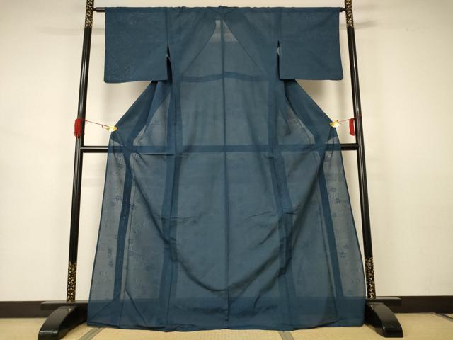 平和屋着物＊夏物　色無地　絽　流水楓紋紗　ロング丈　正絹　逸品　AABB2513jd