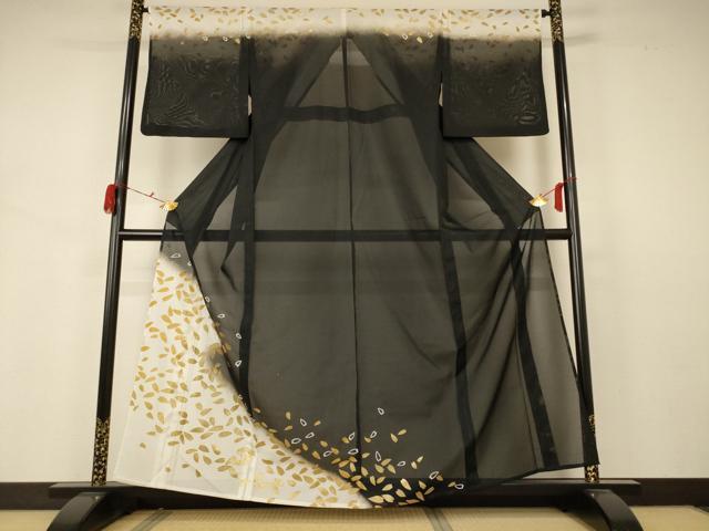 平和屋着物＊夏物　訪問着　絽　舞桜文　金彩　洗える着物　AABB2574jd