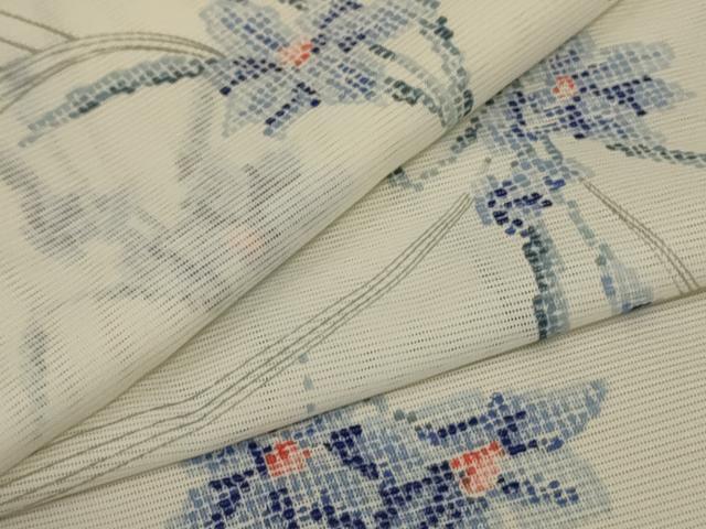 平和屋着物＊夏物　小紋　絽　草花文　洗える着物　AABB2605jd