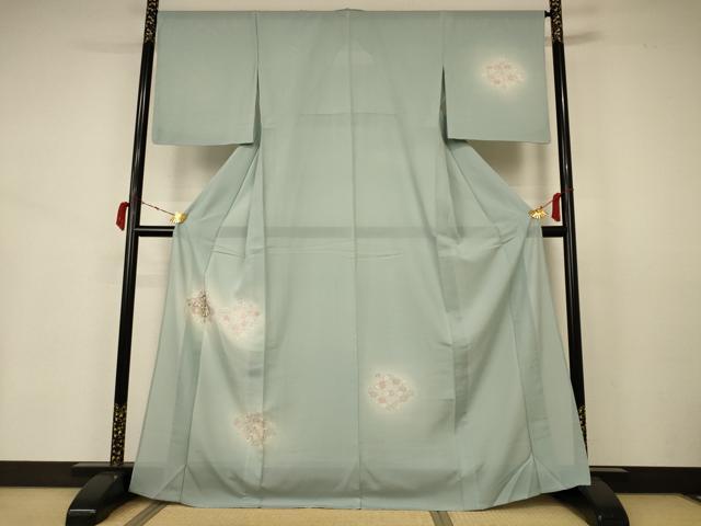 平和屋着物＊夏物　訪問着　絽　草花文　銀彩　正絹　逸品　AABB2607jd