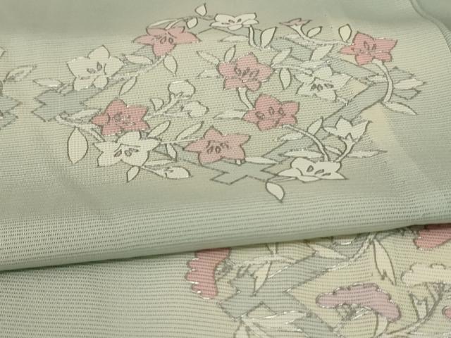 平和屋着物＊夏物 訪問着 絽 草花文 銀彩 正絹 逸品 AABB2607jd