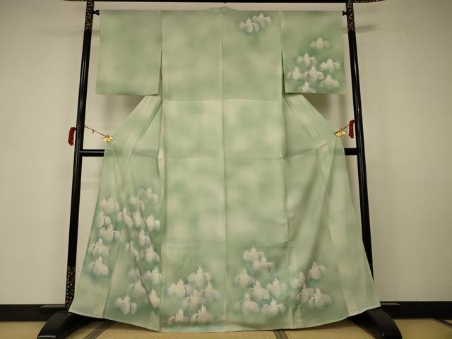 平和屋着物＊夏物　訪問着　絽　草花文　暈し染め　正絹　逸品　AABB2627jd
