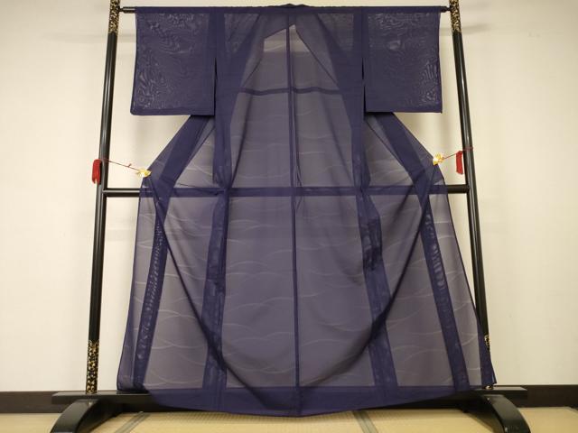 平和屋着物＊夏物　色無地　絽　芝紋紗　黒紅色　洗える着物　AABB2636jd