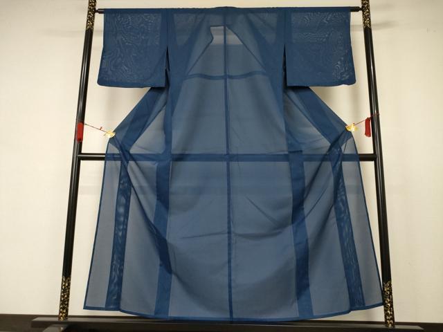 平和屋着物＊夏物　色無地　絽　青藍色　洗える着物　未使用　AABB2639jd