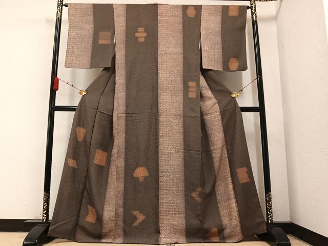 平和屋着物●訪問着　絞り　幾何学間道　正絹　逸品　AABB2922ph